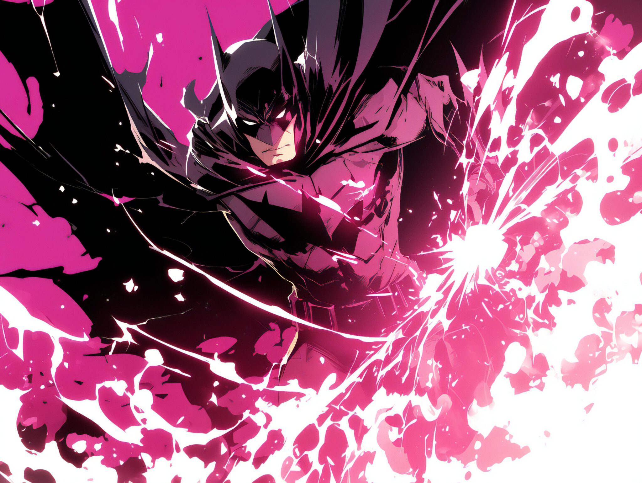 Batman Heroic Pose Wallpaper Pink Strength - Free Download